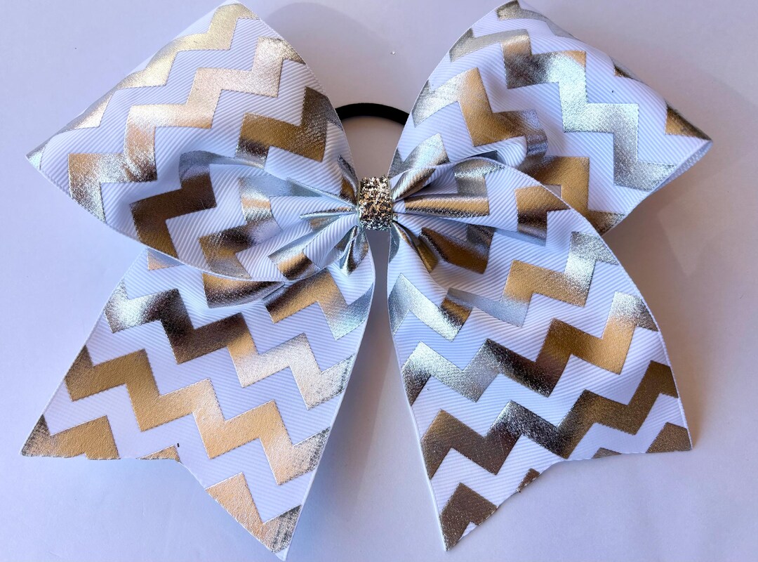 White Cheer Bow, White Sparkly Cheer Bow, Chevron Cheer Bow - Etsy