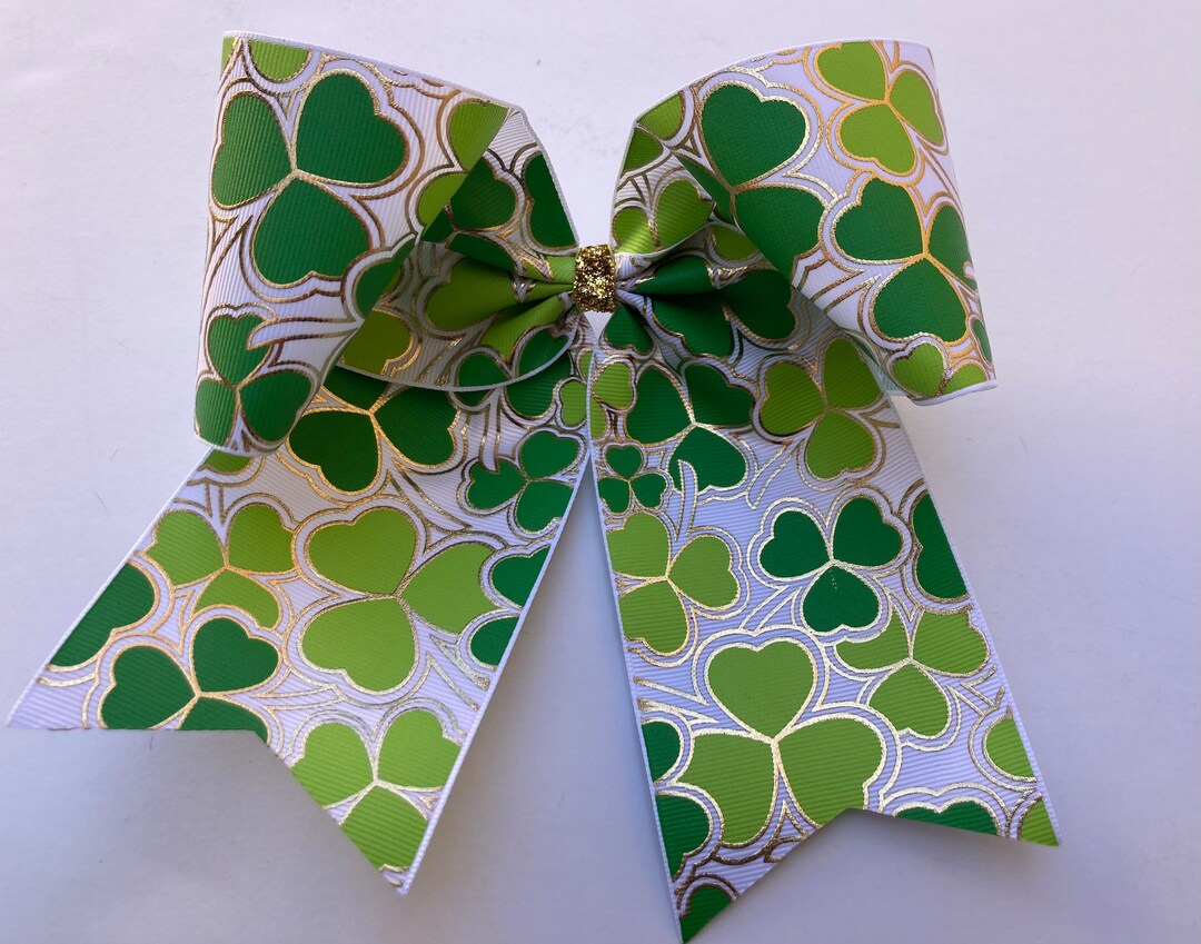 Shamrock Cheer Bow, St Patricks Cheer Bow, Shamrock Hair Bow, St ...