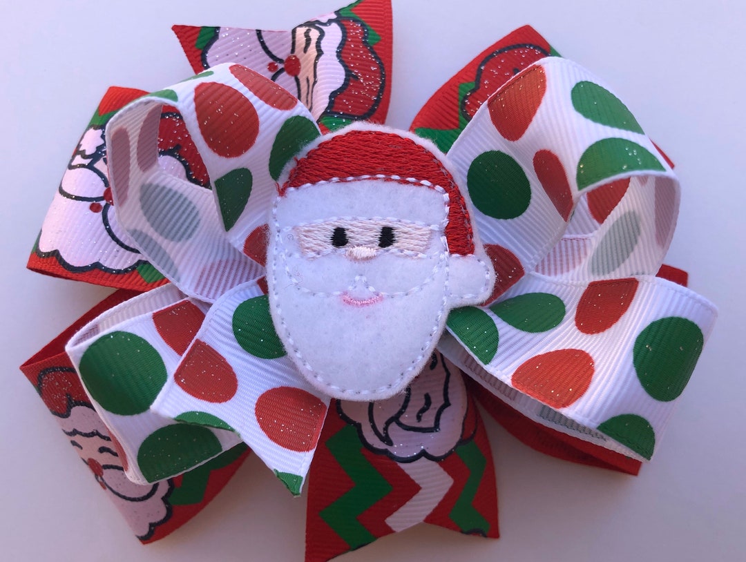 Santa Hair Bow, Christmas Hair Bow, Santa Bow, Christmas Bow - Etsy
