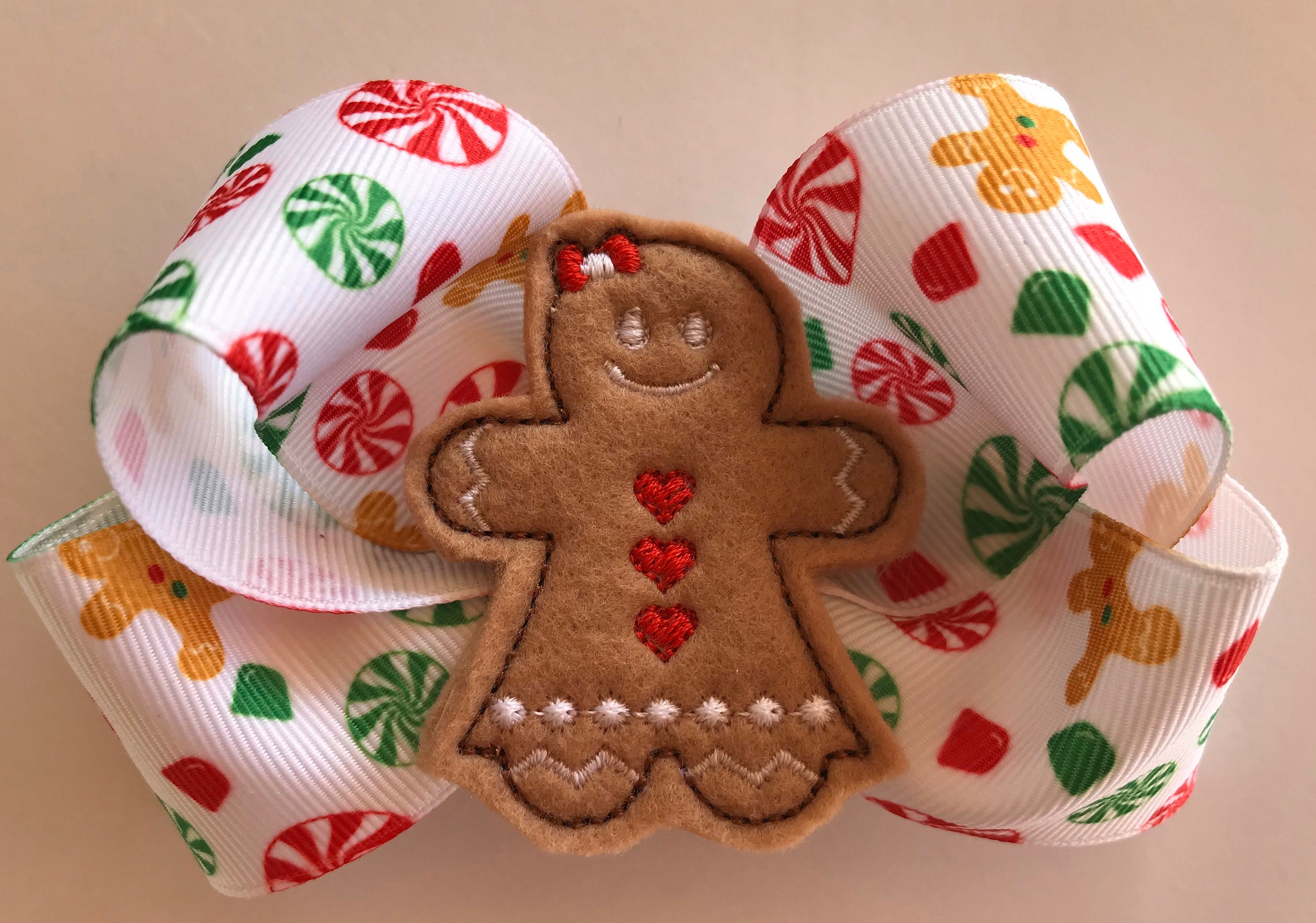 Gingerbread Girl Christmas Holiday Hair Bow | Etsy