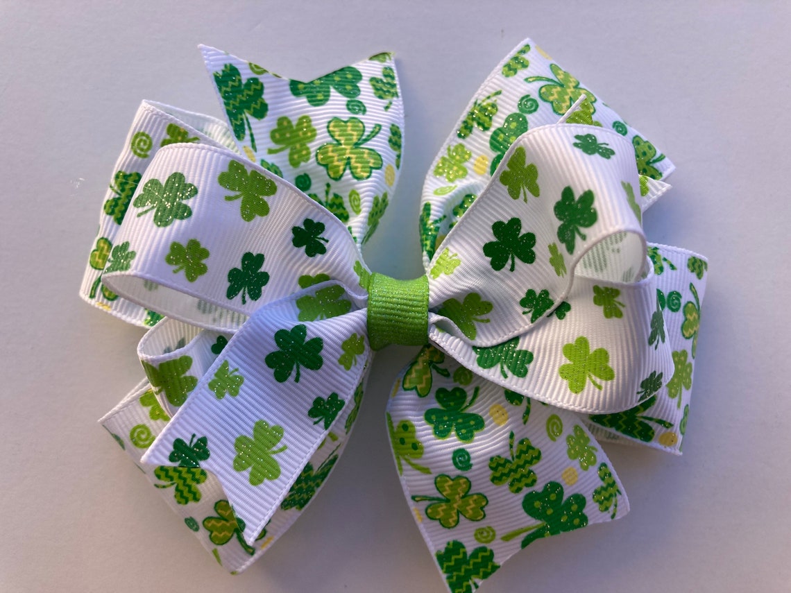 St. Patricks Hair Bow St. Pattys Hair Bow Shamrock Hair Bow - Etsy