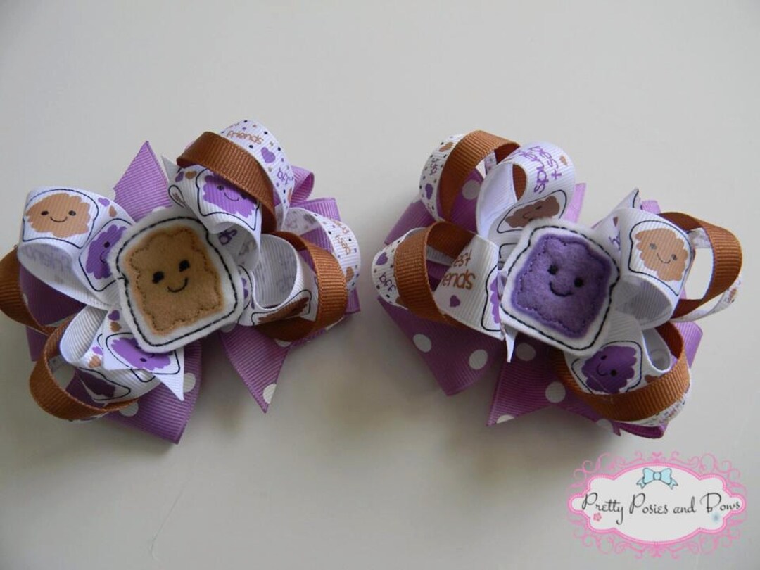 Peanut Butter and Jelly Best Friends Hair Bow Set, Best Friend Gift ...