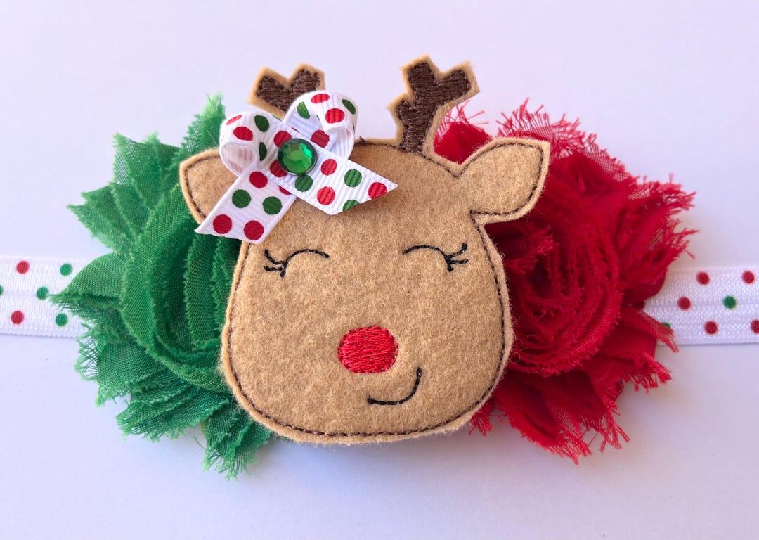 Reindeer Christmas Headband, Reindeer Headband, Christmas Heaband, Red ...