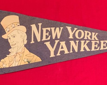 Antique 1950's New York Yankees Pennant With Uncle Sam | Etsy