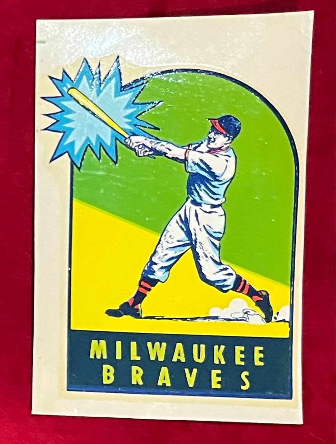 Vintage 1950's Milwaukee Braves Baseball Batter Graphic Decal in ...
