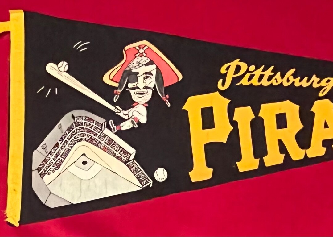Antique 1960's Pittsburgh Pirates Full Sized Pennant W/ Great Mascot ...
