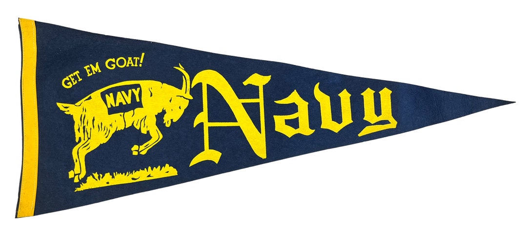 Antique Circa 1940's Navy 29 Inch Pennant With Get Em Goat Graphic ...