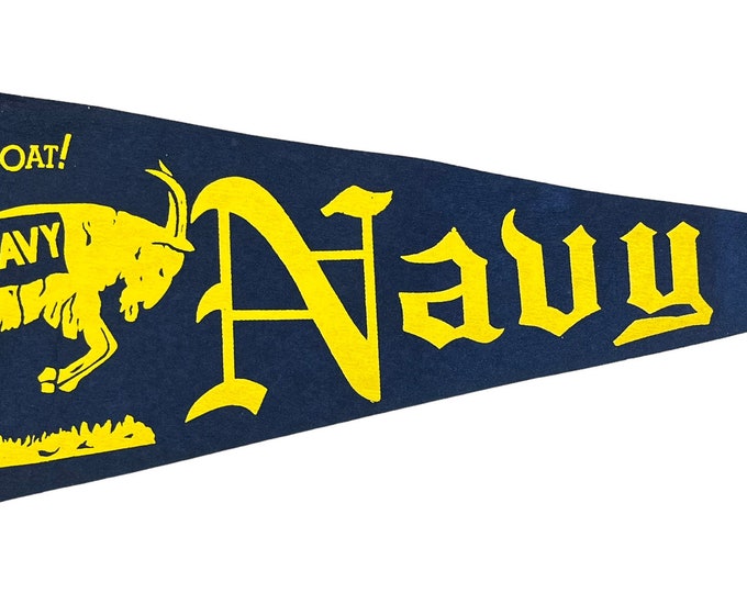 Antique Circa 1940's Navy 29 Inch Pennant With Get Em Goat Graphic ...