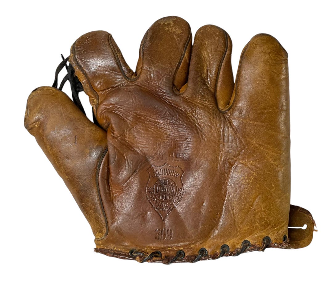 Antique 1930's Stan Hack Player Model Dubow Brand Leather Split Finger ...