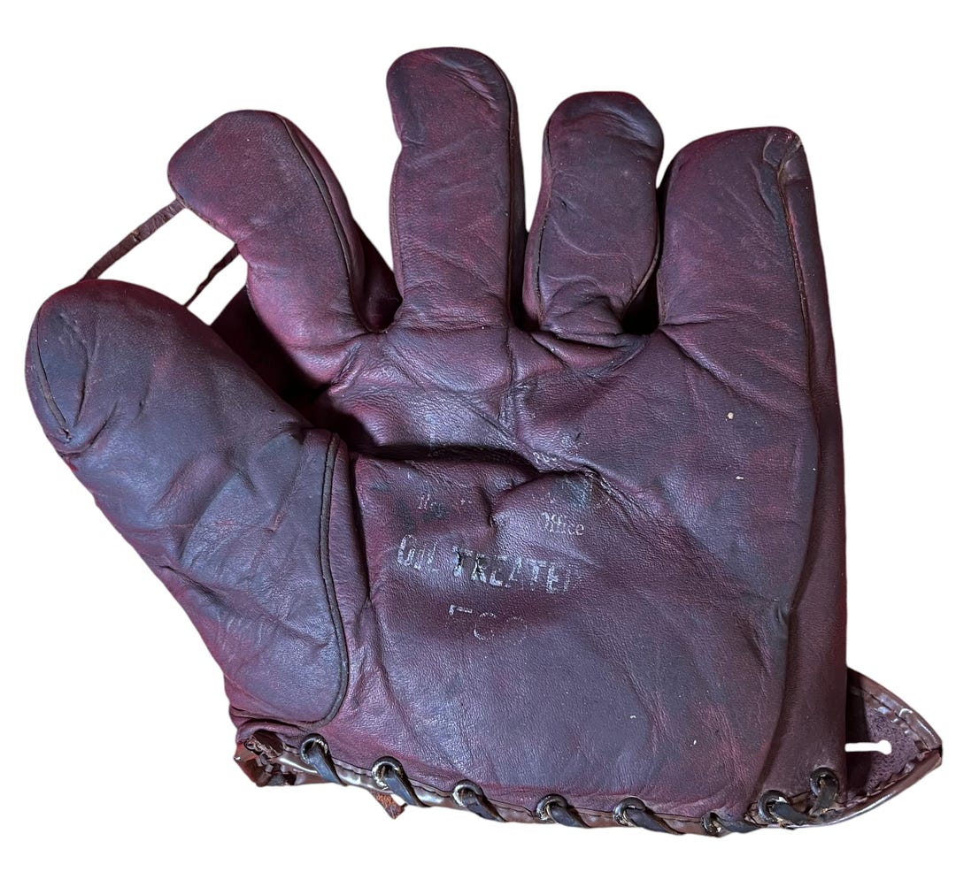 Antique 1930's Winfield Brand Red Leather Split Finger Baseball Glove ...