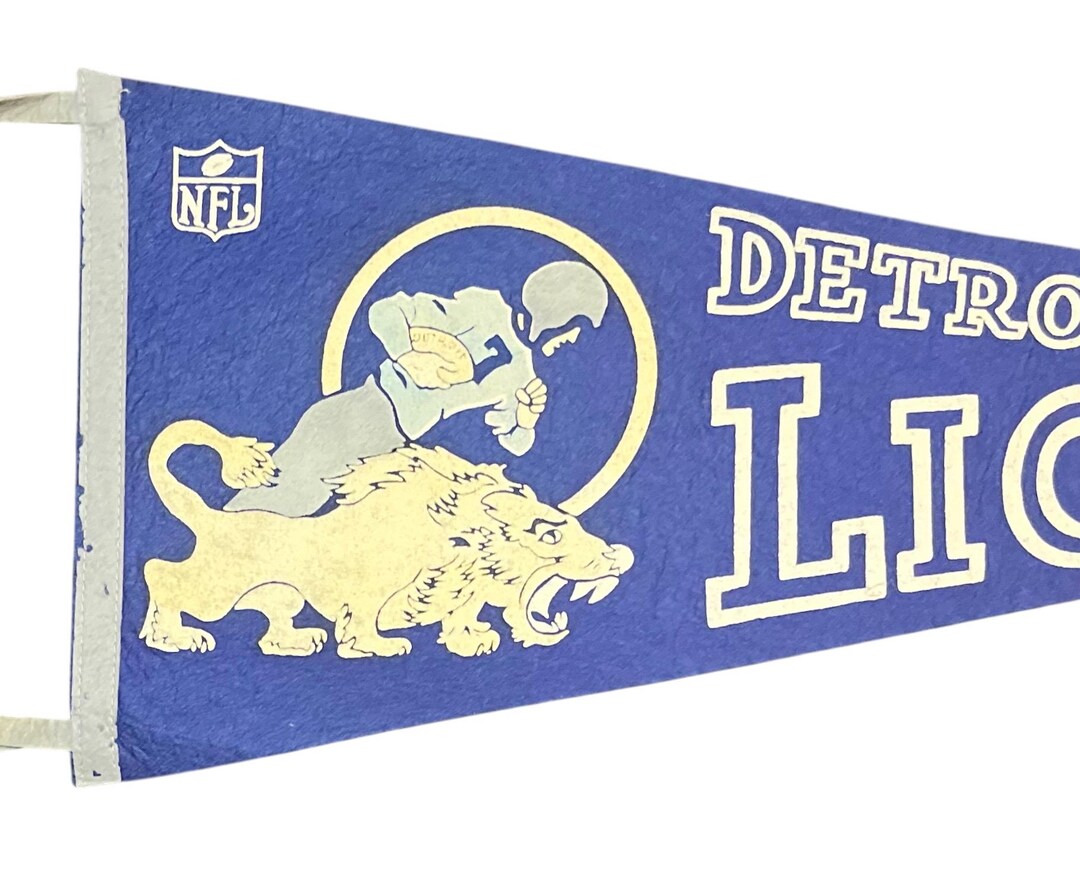 Vintage 1960's Detroit Lions Football 29 Inch Pennant With Runningback ...