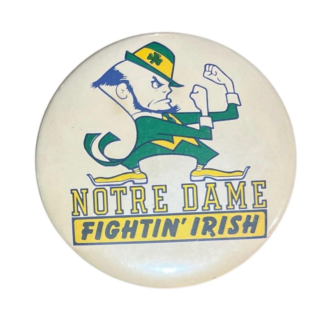 Vintage Circa 1980's University of Notre Dame Football Pin Pinback ...