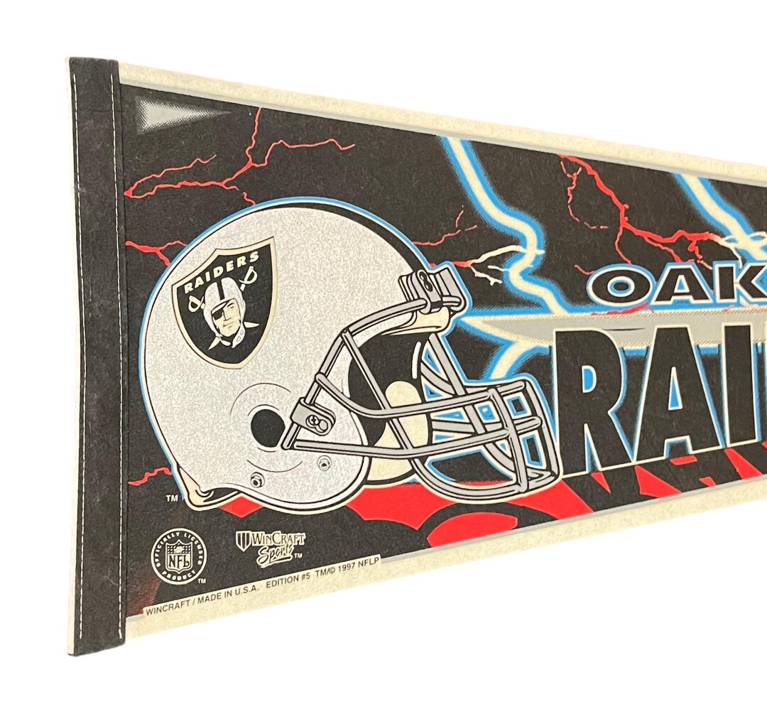 Vintage 1997 Oakland Raiders Full Sized 29 Inch Football Pennant With ...