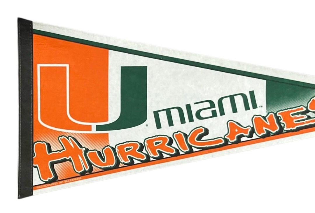 Vintage University of Miami Hurricanes Full Size Deadstock Felt College ...