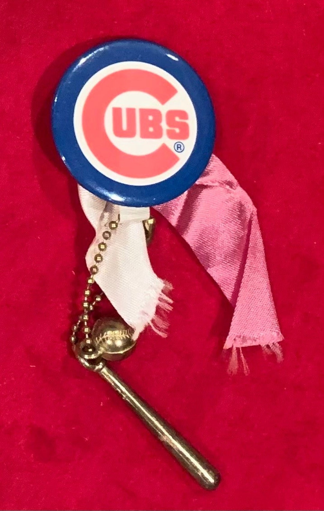 Vintage 1960's Chicago Cubs Baseball Pin Pinback With Dangling Bat and ...
