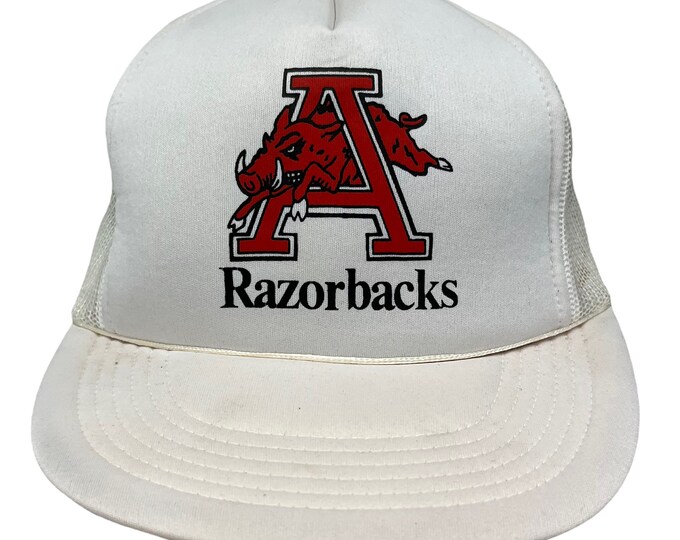 Vintage 1990's Arkansas Razorbacks Triangle Headware Brand Snapback ...
