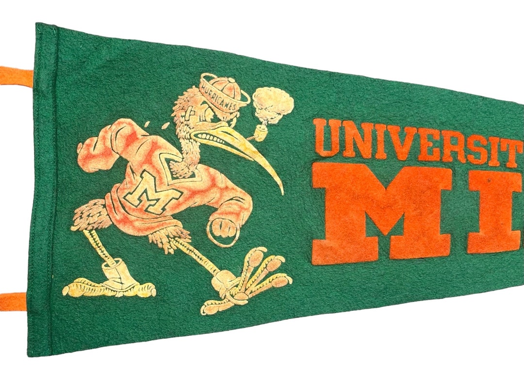 Vintage Circa 1950's University of Miami Hurricanes Flocked Felt 27 ...