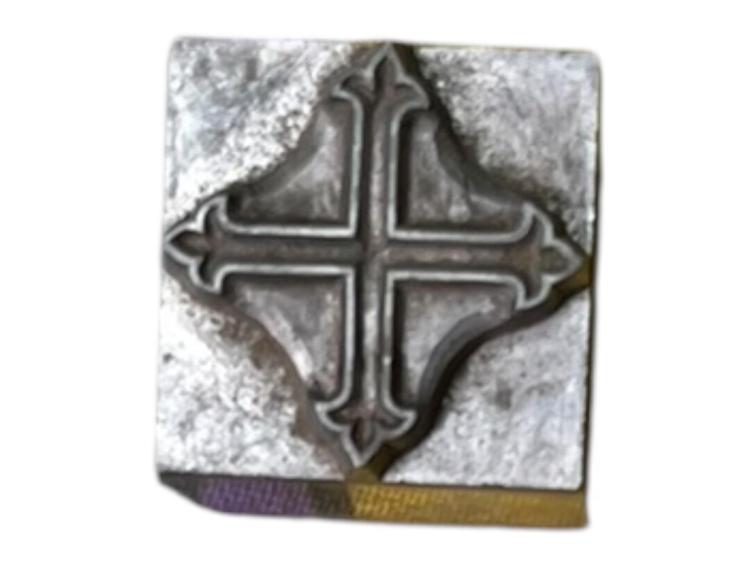 Beautiful Antique Printing Press Catholic Cross Graphic Religious Print ...