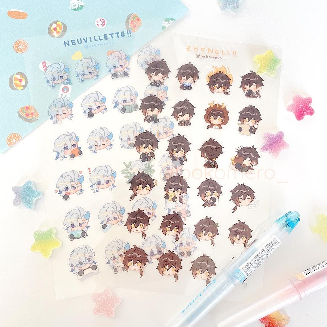 Zhongli & Neuvillette Genshin Clear PVC Stickers - Etsy