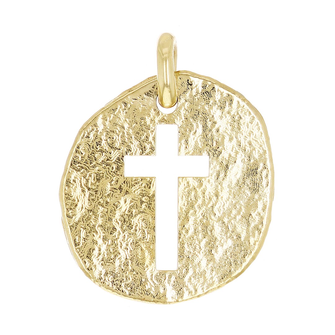 14k Solid Gold Medallion Cross Pendant – Faith-inspired Fine Jewelry - Etsy