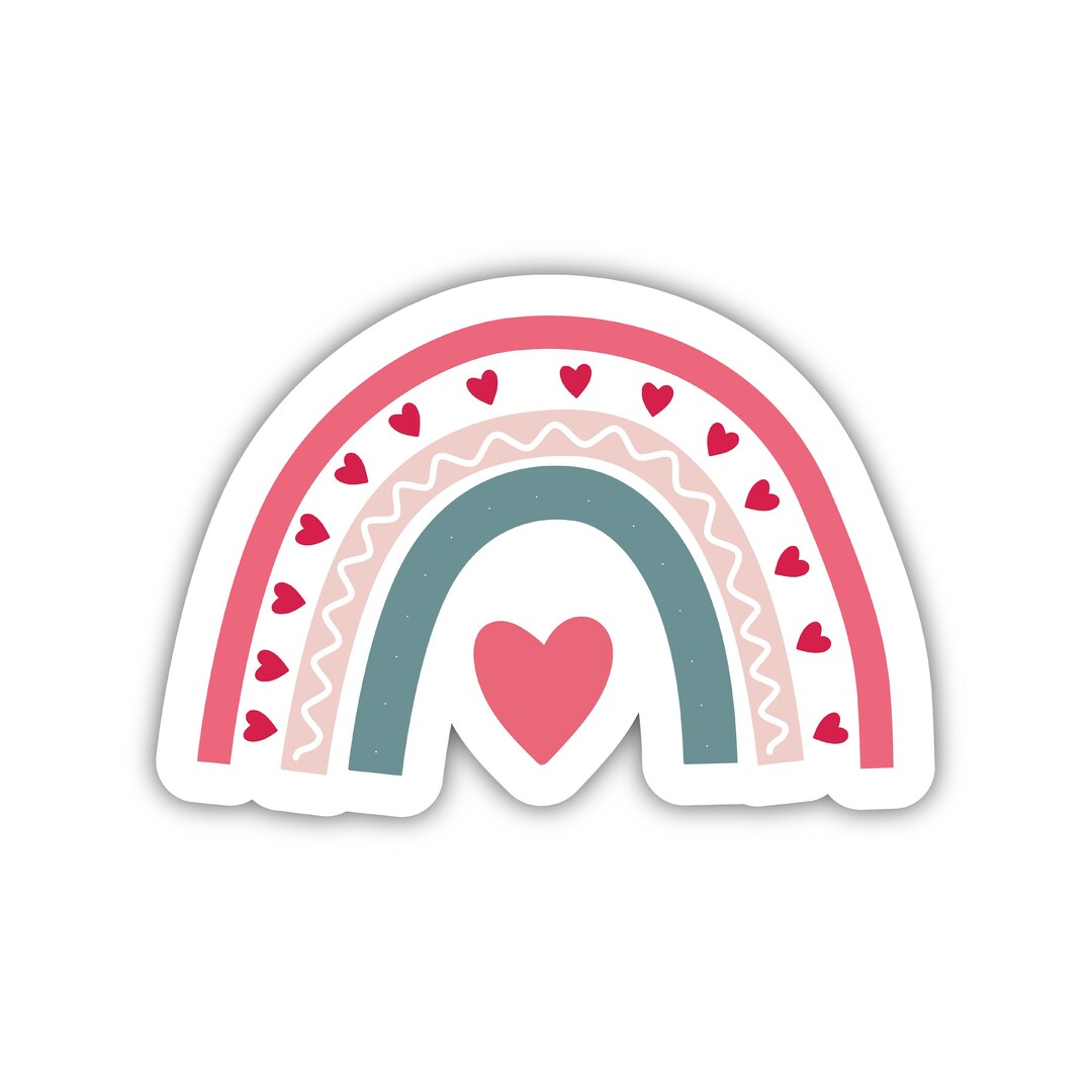 Rainbow Love Sticker, Pink Heart Rainbow Sticker, Boho Rainbow Sticker ...