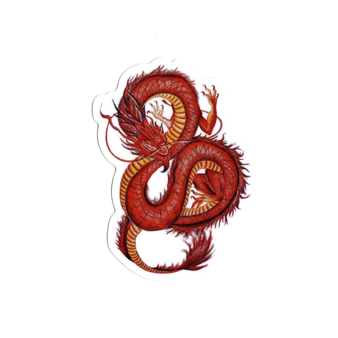 Chinese Dragon Sticker, Dragon Sticker, Red Dragon Sticker, Dragon ...