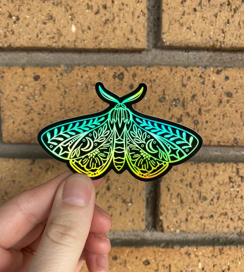 Holographic Moth Sticker Moth Sticker Celestial Moth - Etsy