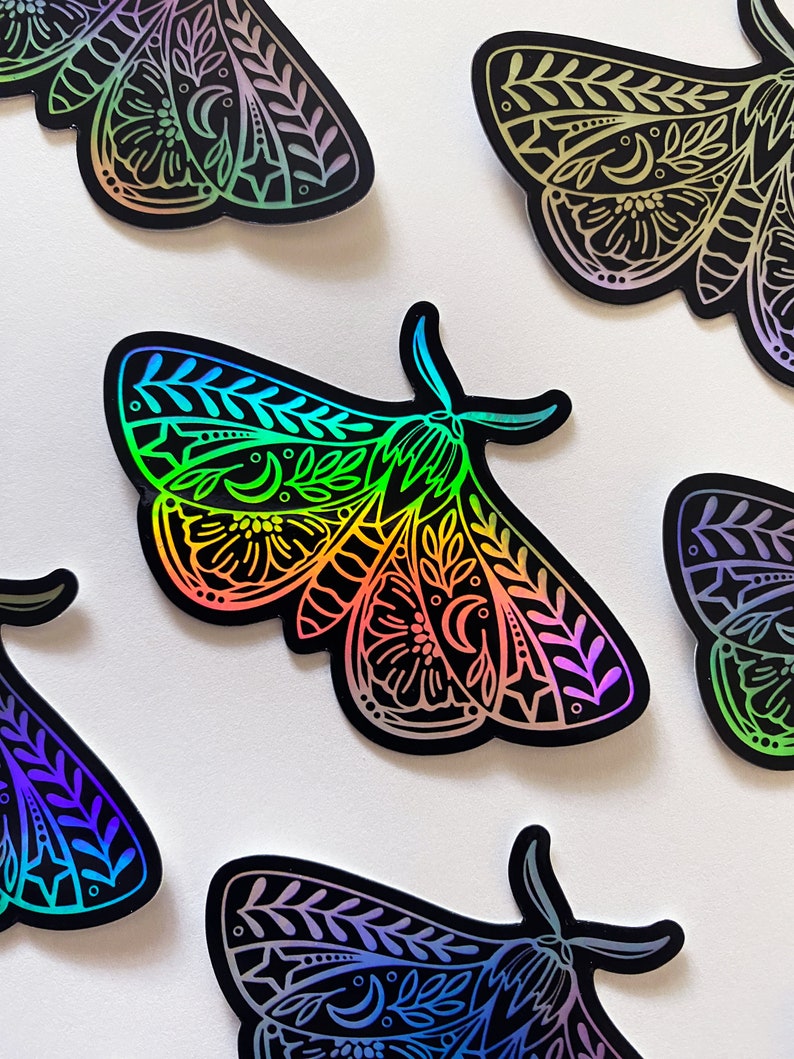 Holographic Moth Sticker Moth Sticker Celestial Moth - Etsy