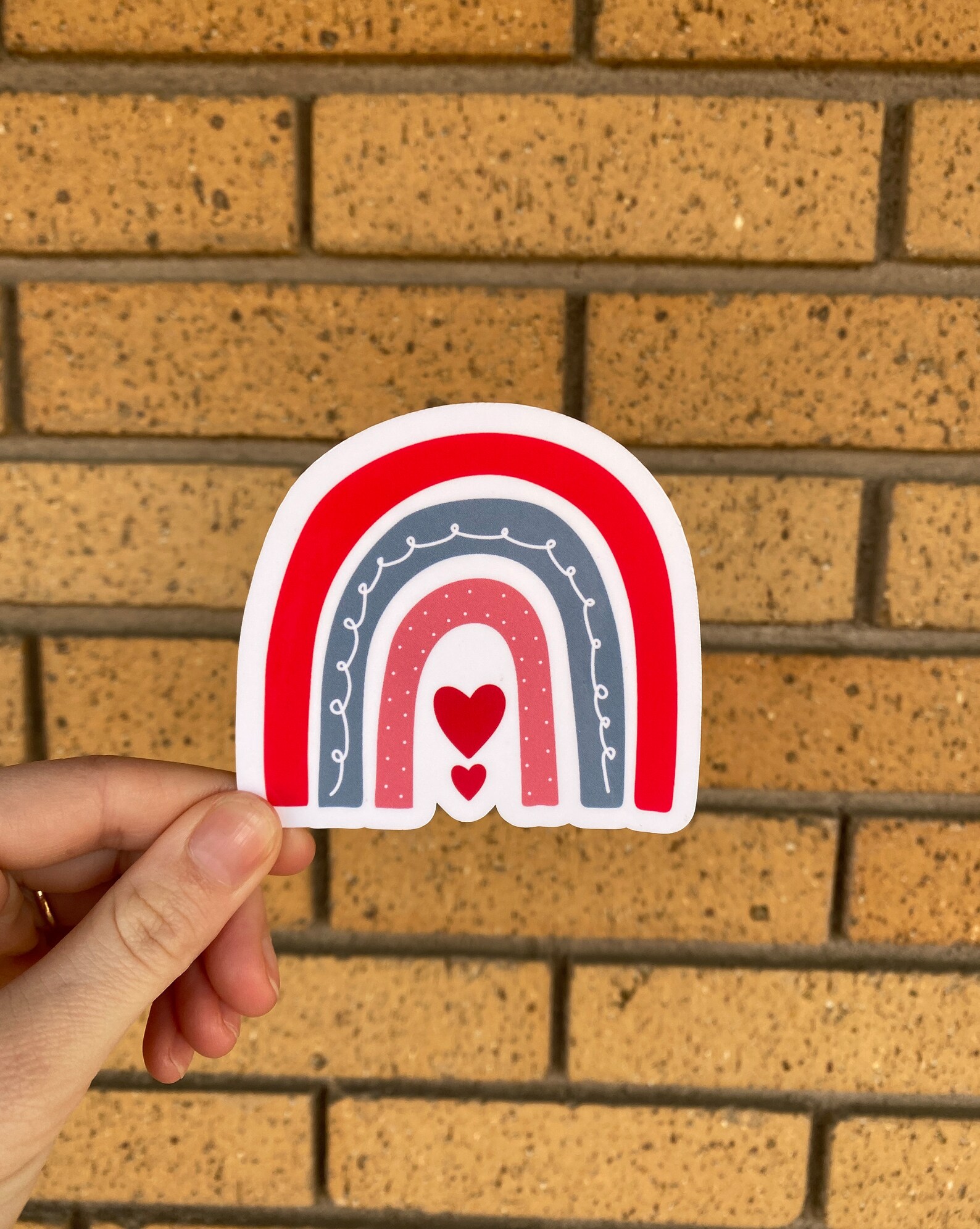Pink Heart Rainbow Sticker, Boho Rainbow Sticker, Pink Rainbow Sticker ...