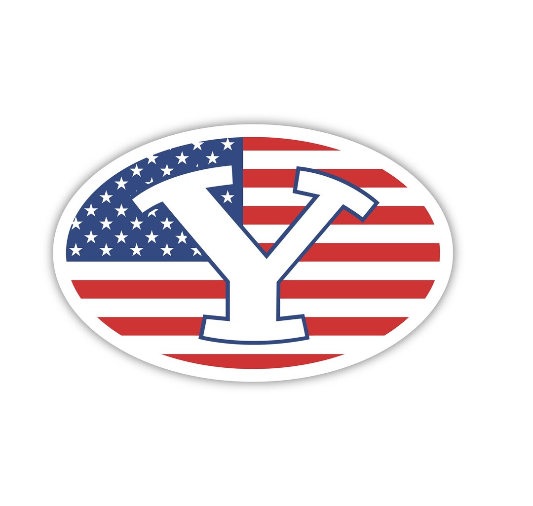 Patriotic BYU Sticker, BYU Flag Sticker, American Flag BYU Sticker, Byu ...