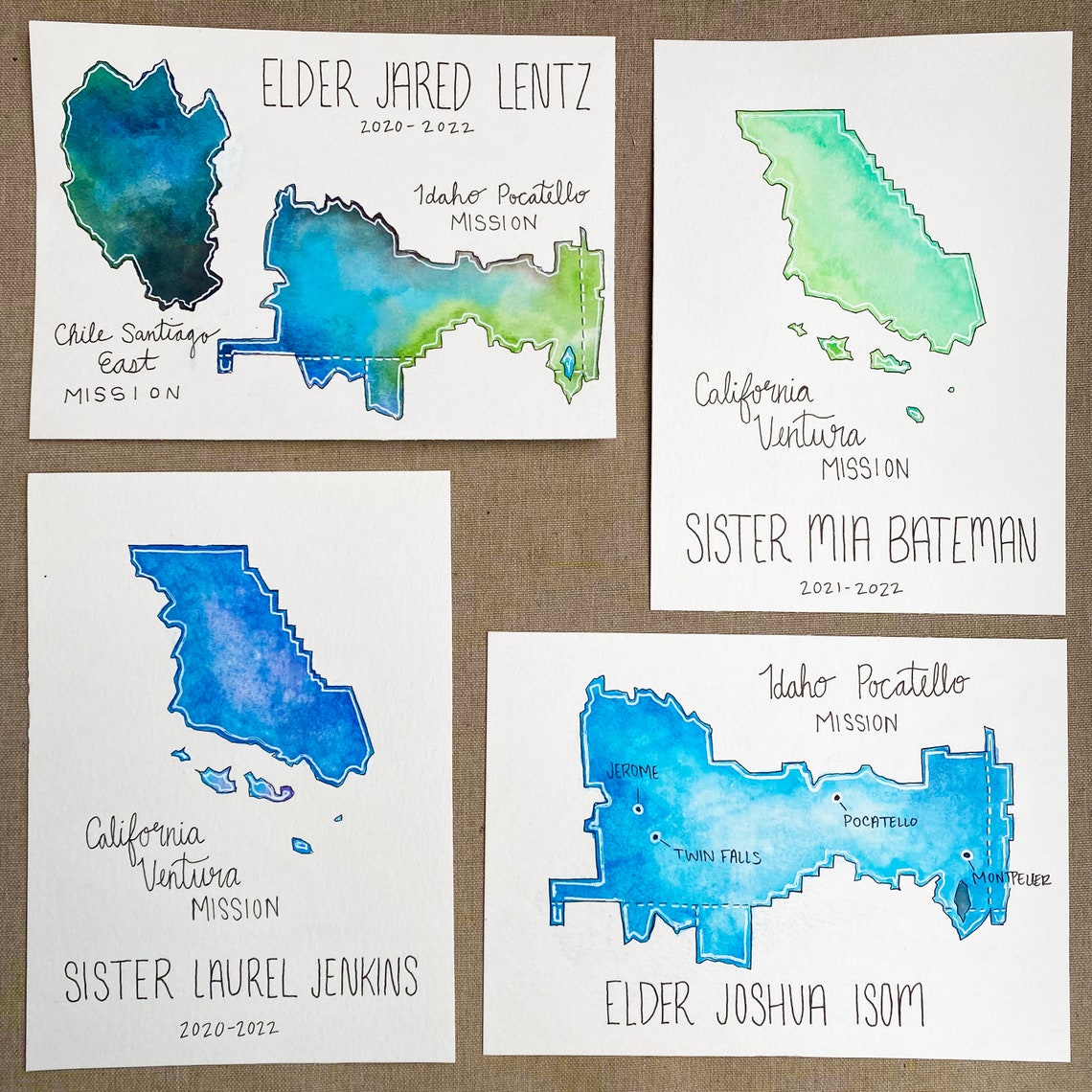 Custom Watercolor LDS Mission Map Sister Missionary Gift - Etsy