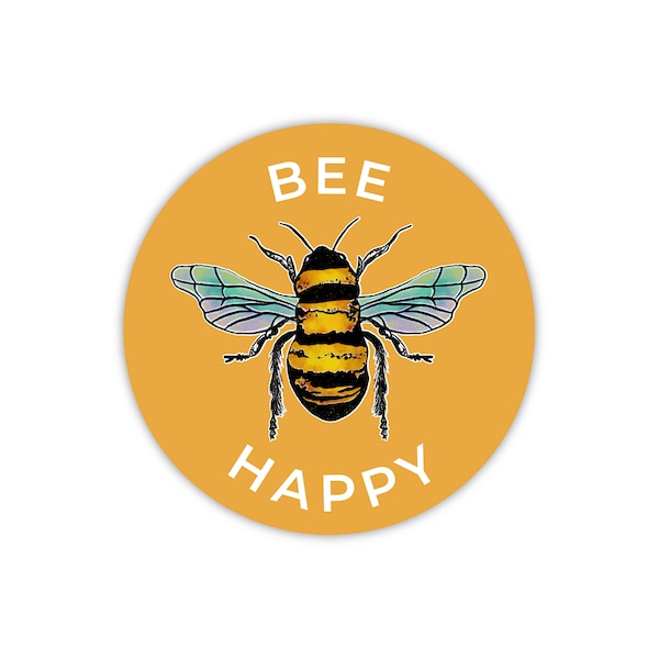 Bee Happy Sticker - Etsy