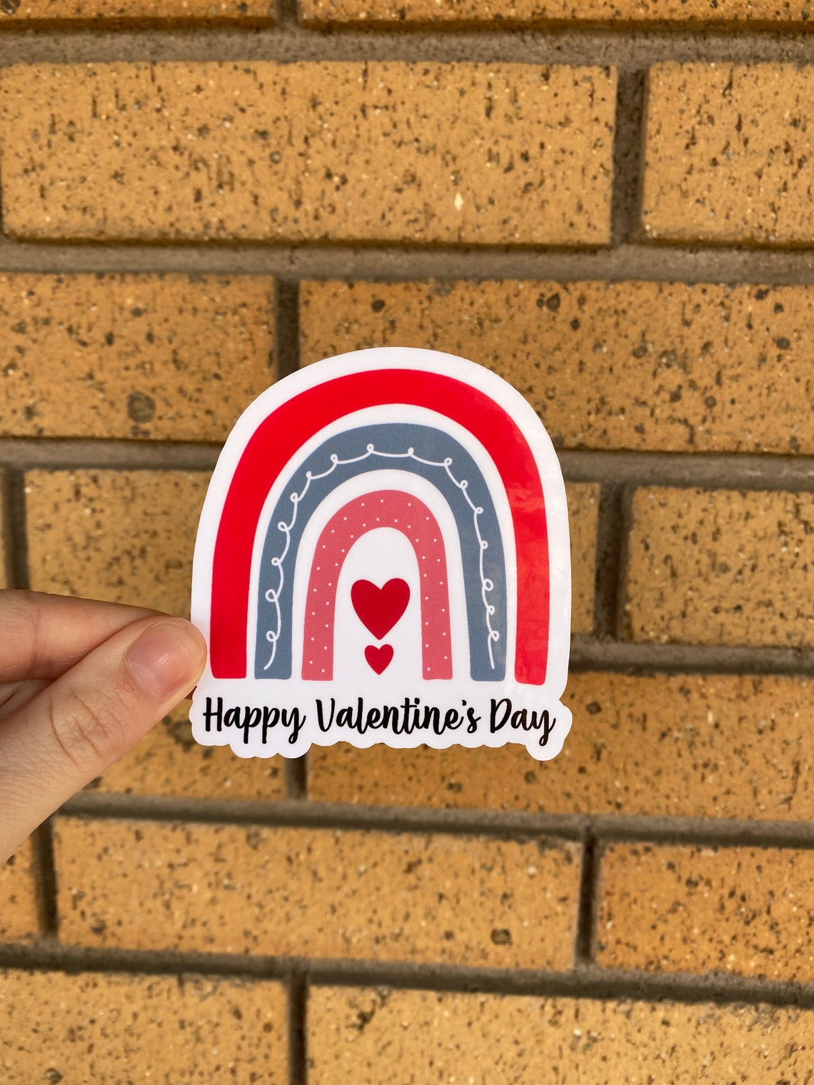 Rainbow Valentines Day Sticker, Valentines Sticker, Pink Heart Rainbow ...