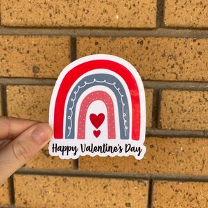 Rainbow Valentines Day Sticker, Valentines Sticker, Pink Heart Rainbow ...