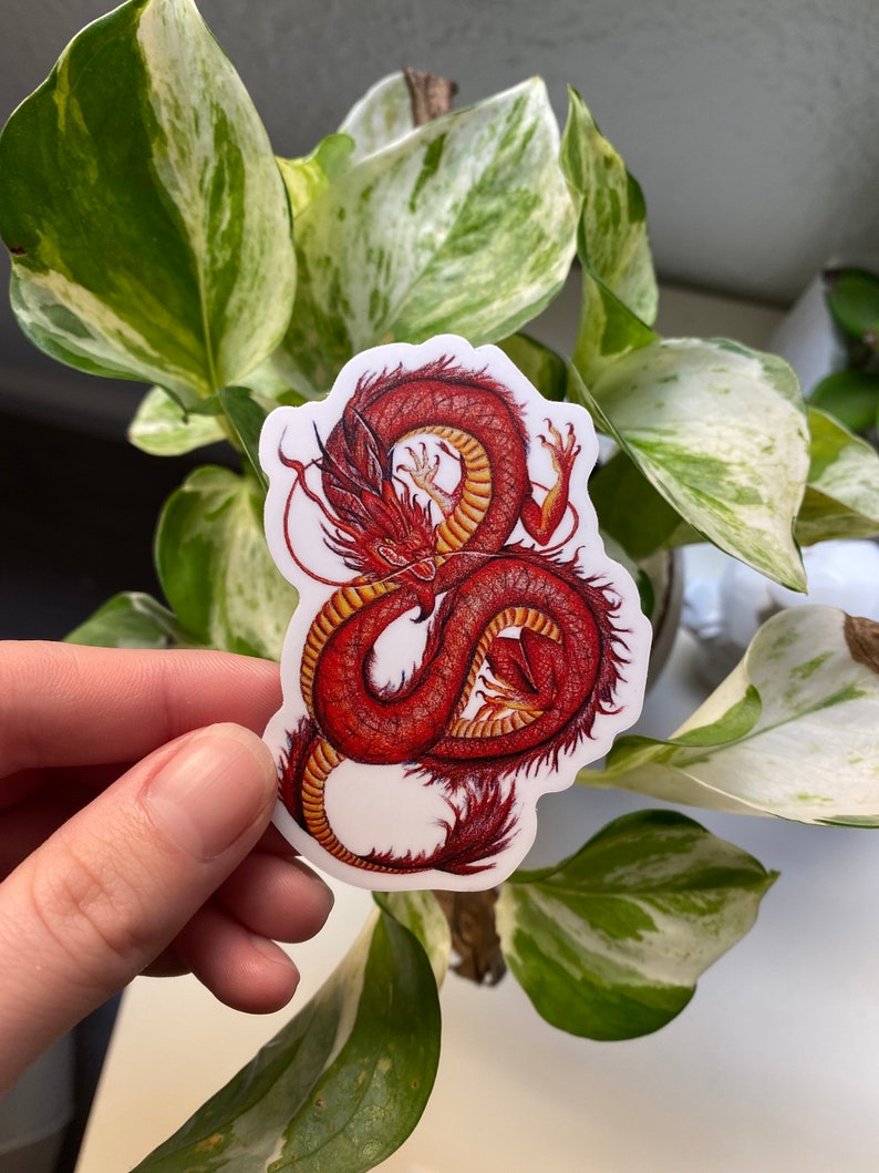 Chinese Dragon Sticker, Dragon Sticker, Red Dragon Sticker, Dragon ...