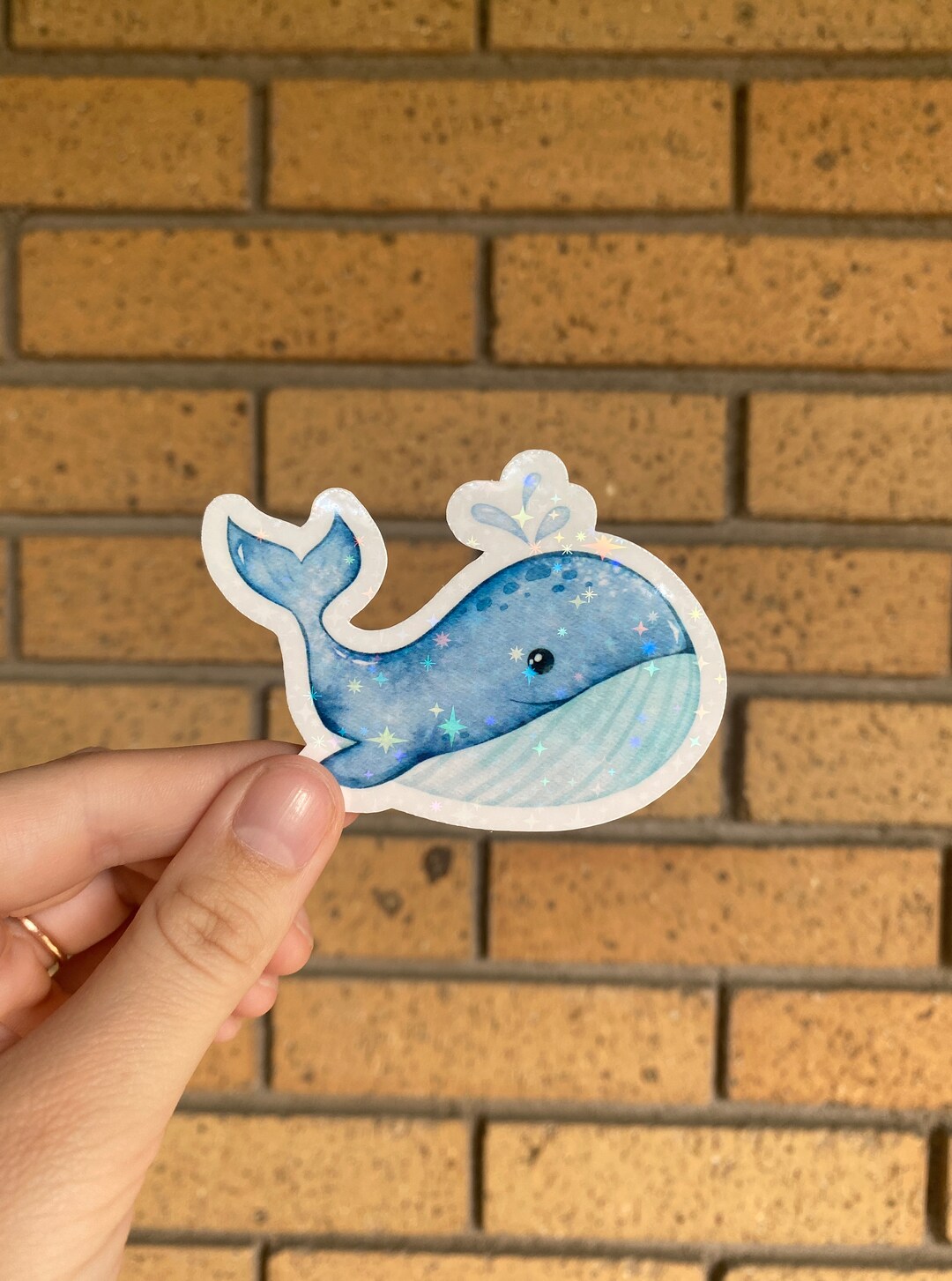 Holographic Whale Sticker, Watercolor Whale Sticker, Glitter Whale ...