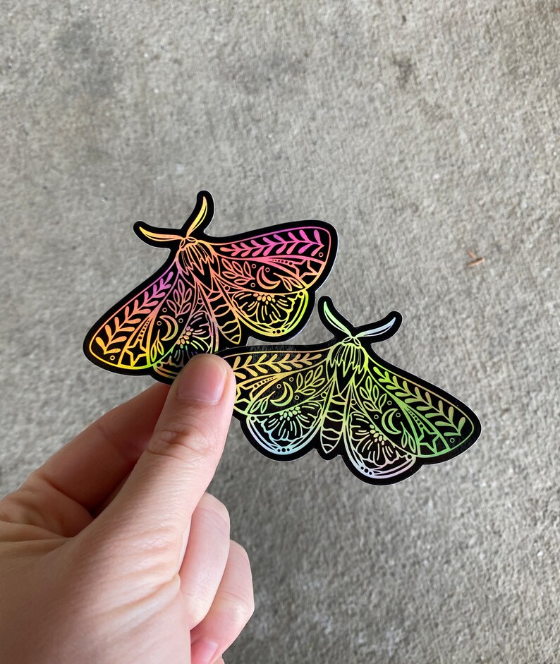 Holographic Moth Sticker Moth Sticker Celestial Moth - Etsy