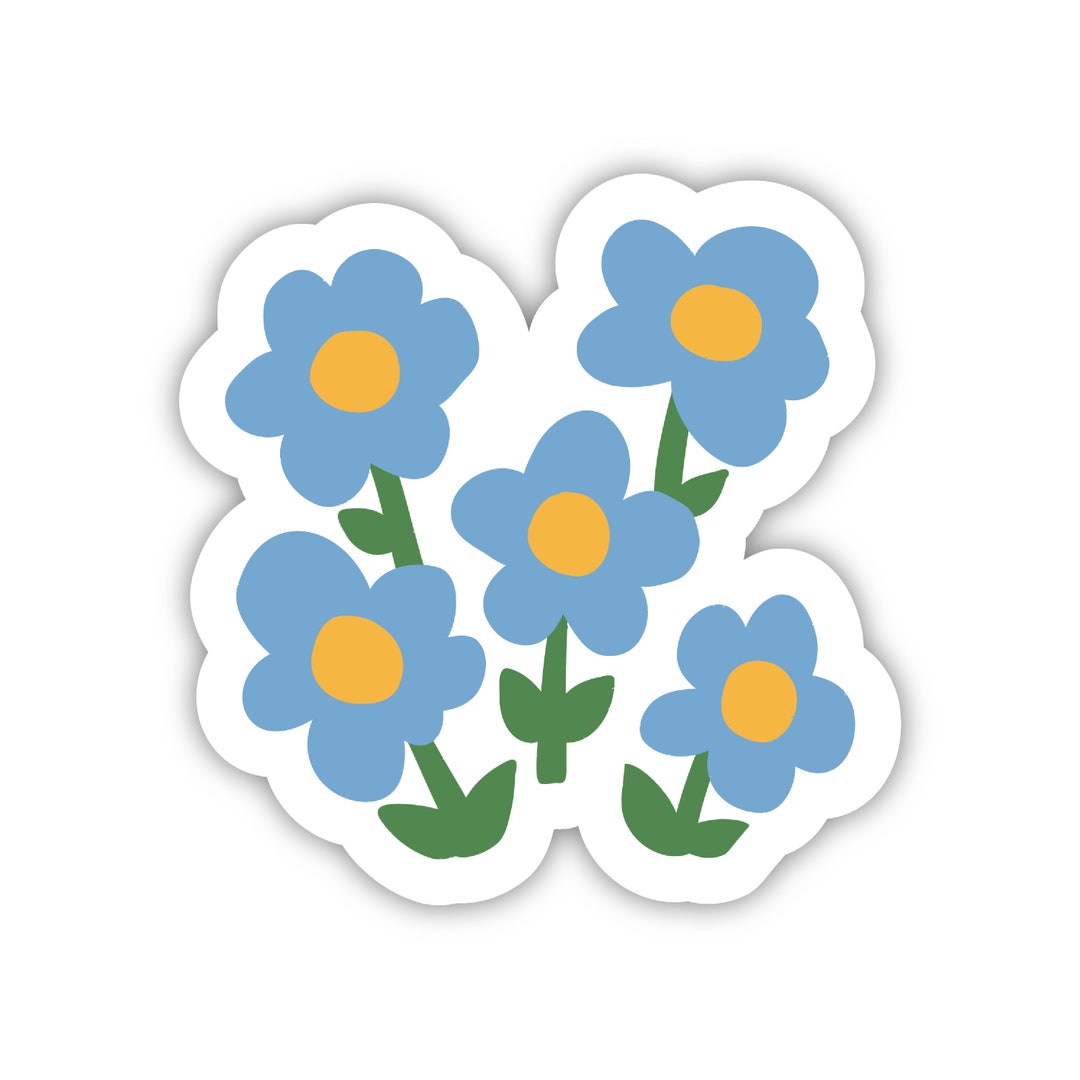 Blue Floral Sticker, Blue Daisy Sticker, Blue Floral Decal, Blue Boho ...