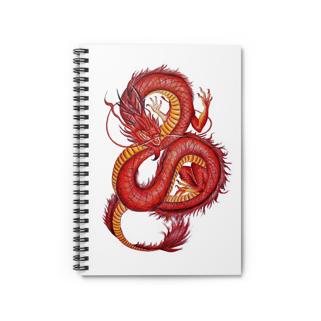 Dragon Notebook, Dragon Journal, Chinese Dragon Notebook, Red Dragon ...
