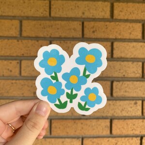 Blue Floral Sticker, Blue Daisy Sticker, Blue Floral Decal, Blue Boho ...