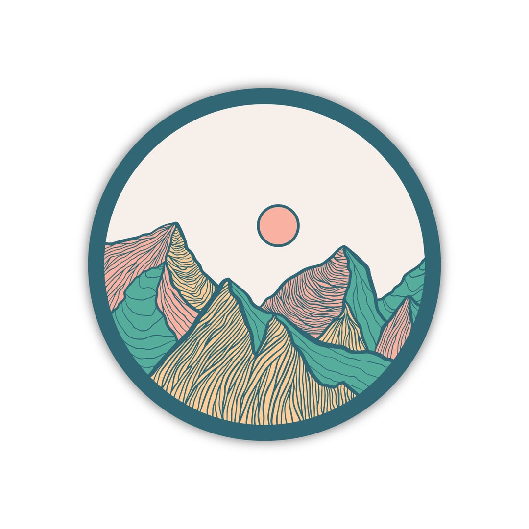 Adventure Mountain Sticker, Mountain Landscape Sticker, Mountain Scene ...