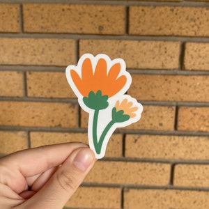 Orange Wildflower Sticker, Orange Floral Sticker, Orange Floral Decal ...