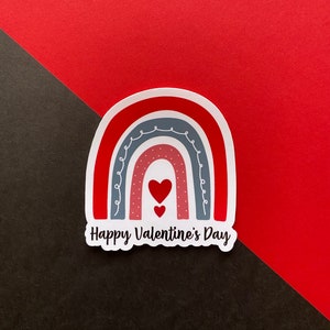 Rainbow Valentines Day Sticker, Valentines Sticker, Pink Heart Rainbow ...