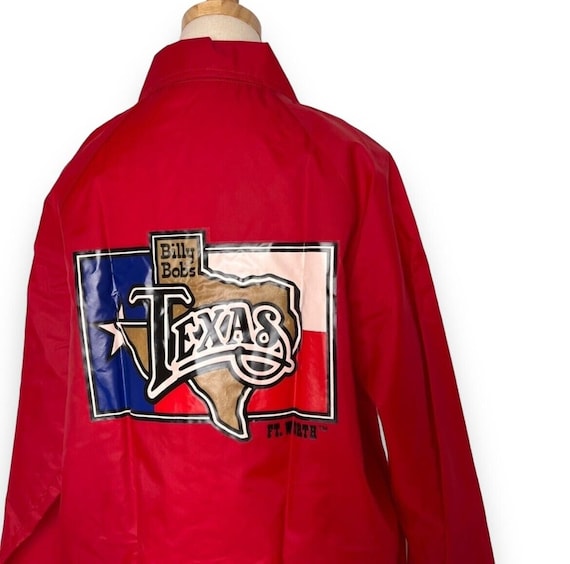 Vintage Billy Bobs Texas Red Nylon Graphic Jacket Siz… - Gem