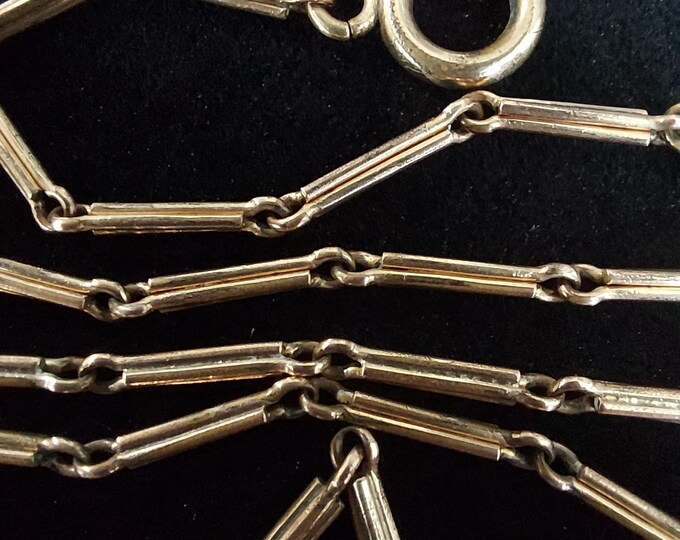 Art Deco 14.75" STURDY Watch Chain Necklace, Antique Minimalist Choker ...