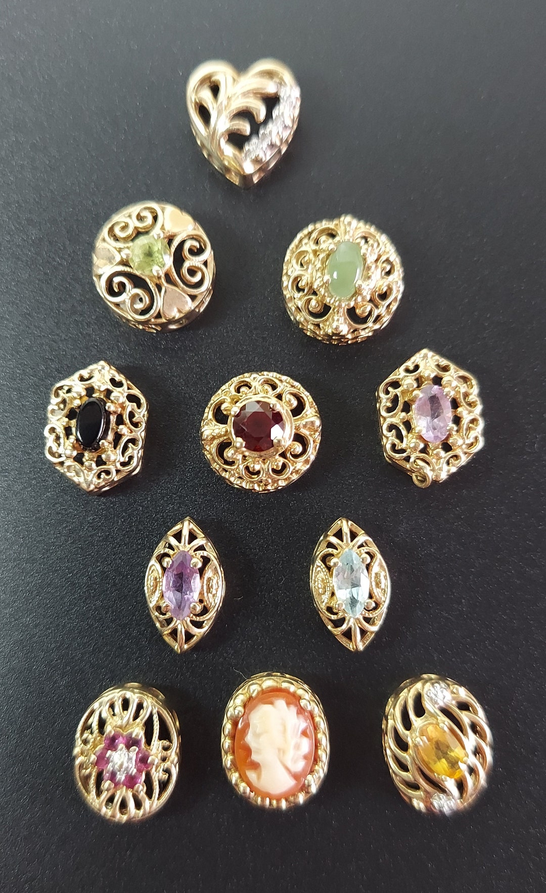 10k Gold Slides for Bracelets / Vintage 10k Gold Gemstone - Etsy