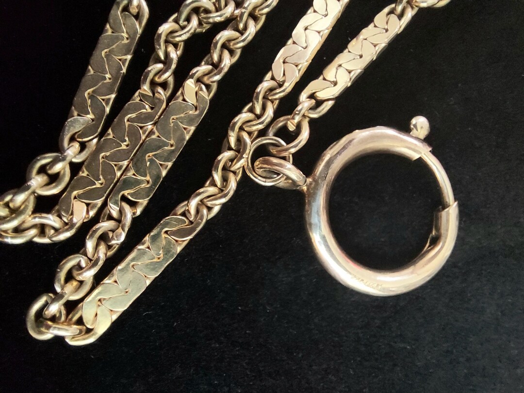 Antique 14.5 " 12k Gold Filled Watch Chain Necklace With Extra Large ...