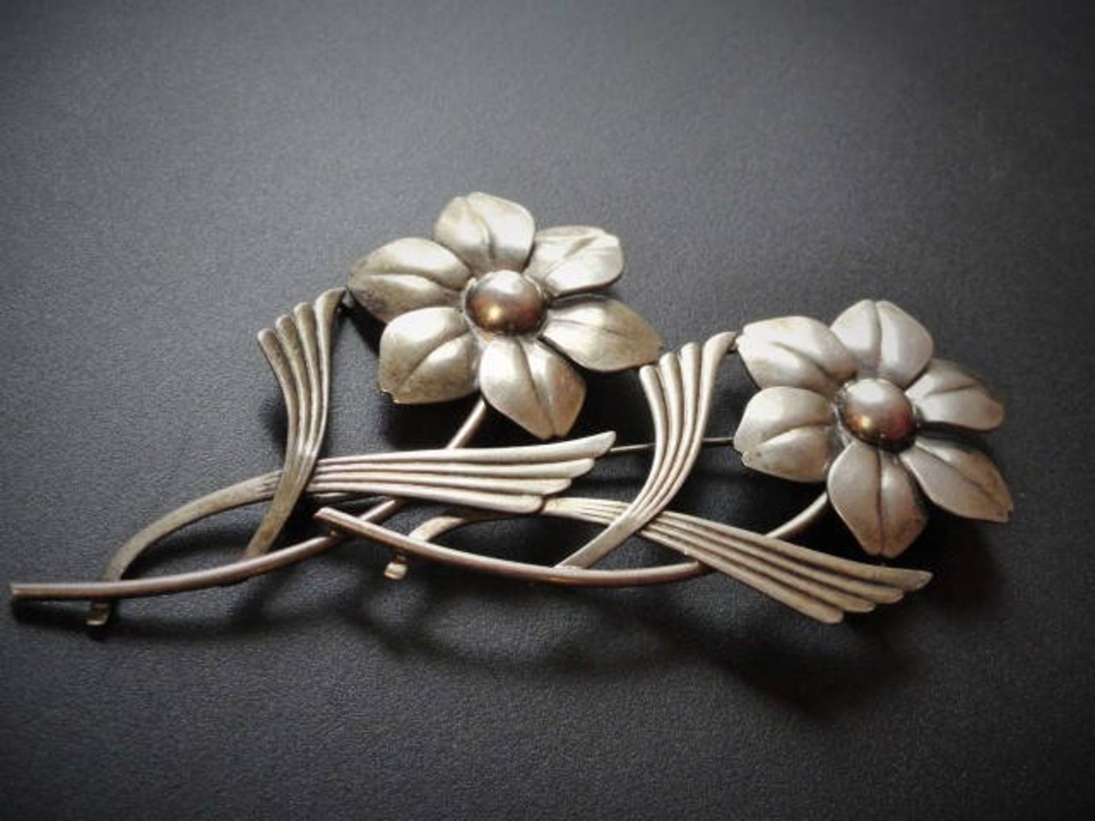 Vintage Sterling Silver Flower Pin Brooch - Etsy