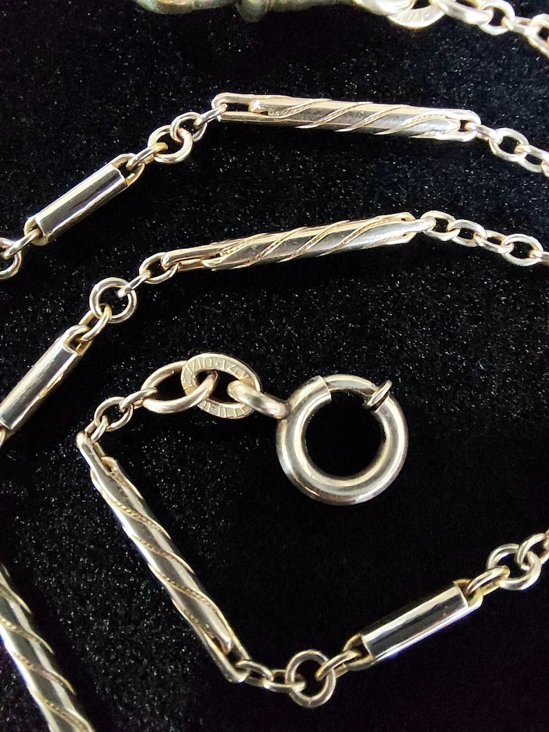 Vintage Art Deco 16.75" Watch Chain Necklace, Antique Minimalist Choker ...