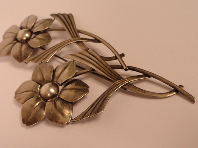 Vintage Sterling Silver Flower Pin Brooch - Etsy